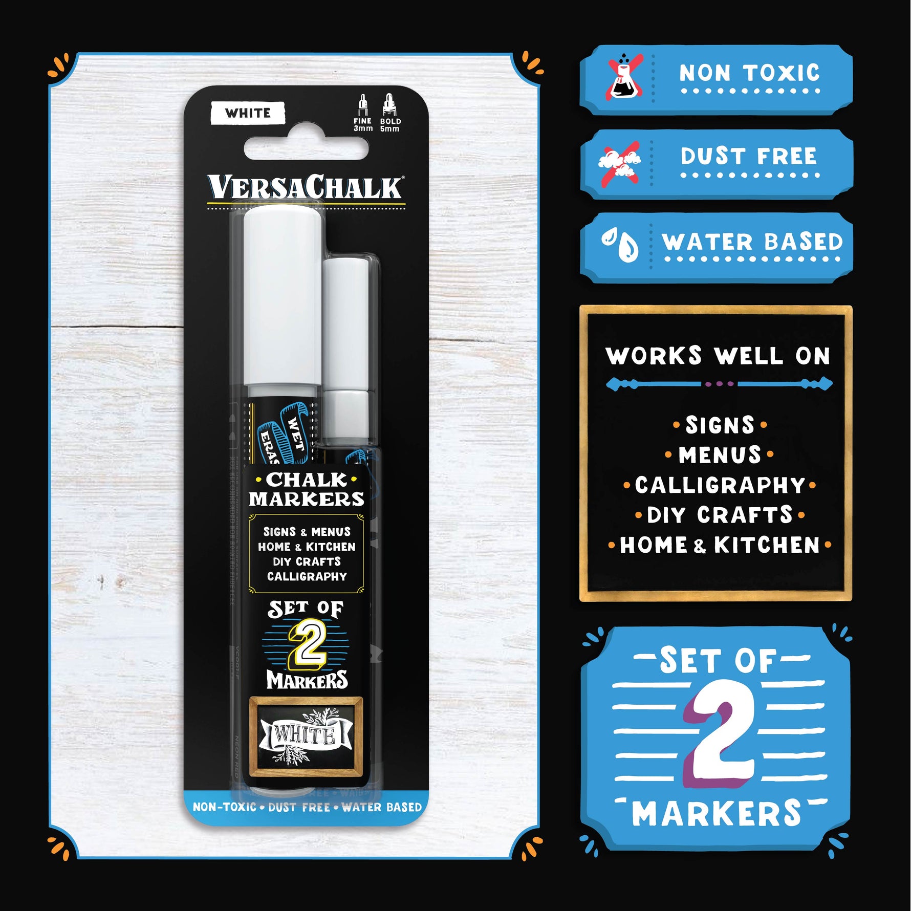 White Chalk Marker 2-pc Combo Set – VersaChalk